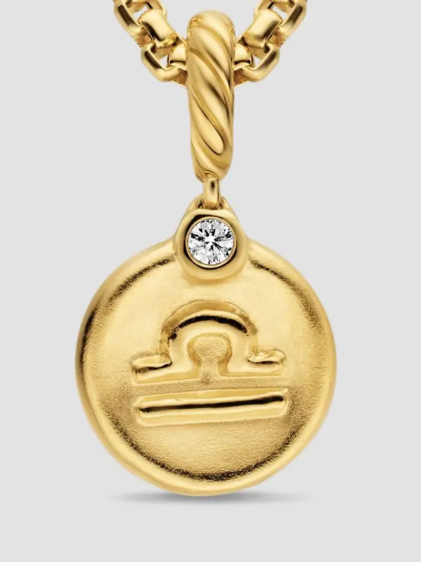 David Yurman Petite Libra Amulet In 18k Yellow With Diamond, 10.4mm
