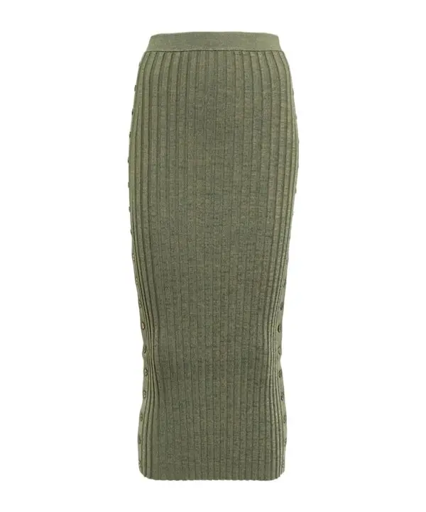 Simkhai Ribbed Knit Midi Skirt - Green