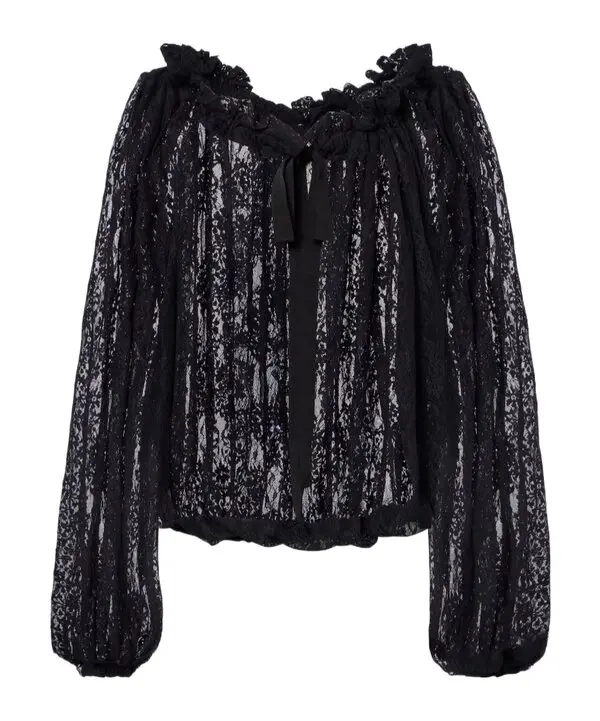 PATOU Lace Long-sleeved Blouse - Black