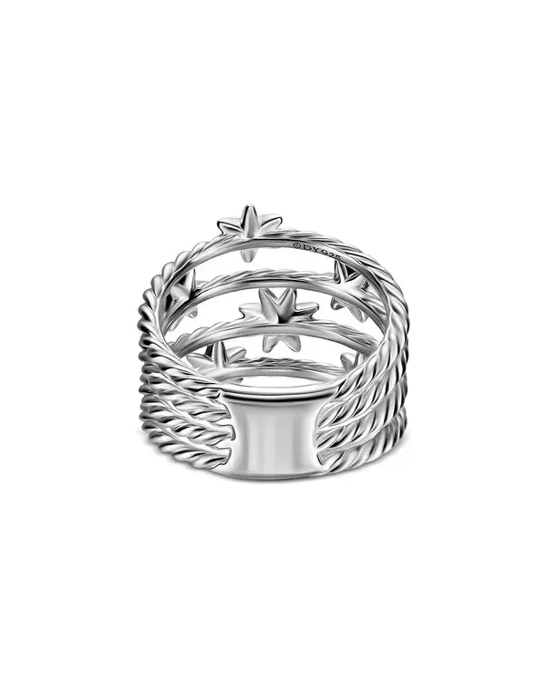 David Yurman Petite Starburst Multi Row Ring In Sterling With Diamonds, 19.4mm