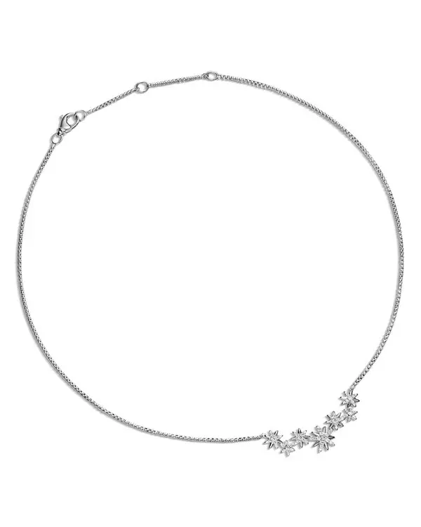 David Yurman Starburst Cluster Necklace In Sterling With Diamonds, 15.5mm