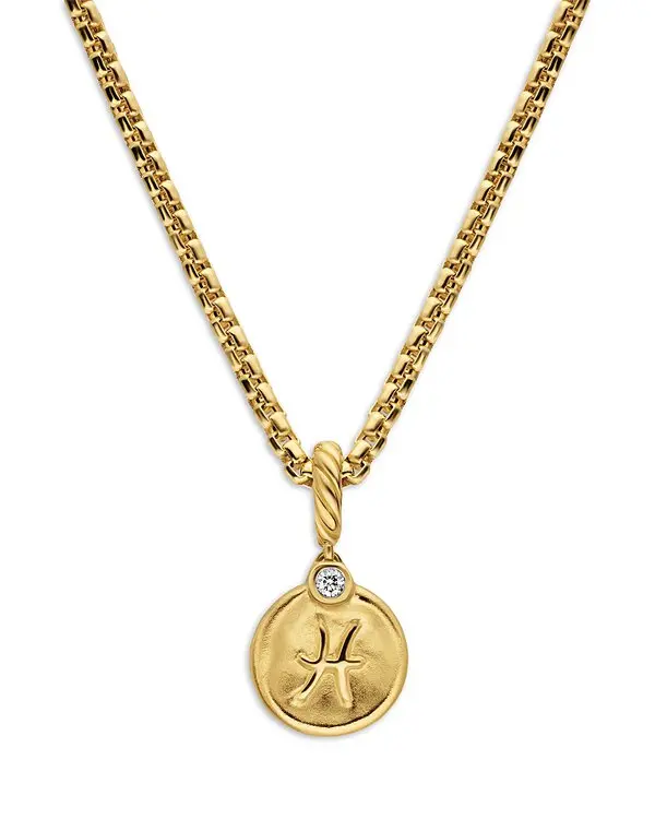 David Yurman Petite Amulet In 18k Yellow Gold With Diamond, 10.4mm - Pisces