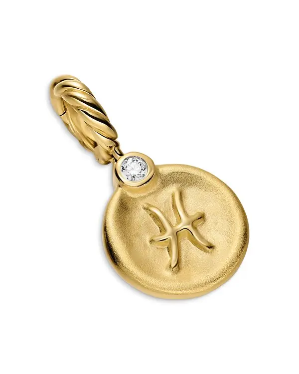 David Yurman Petite Amulet In 18k Yellow Gold With Diamond, 10.4mm - Pisces
