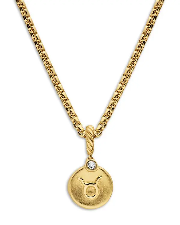 David Yurman Petite Amulet In 18k Yellow Gold With Diamond, 10.4mm - Taurus
