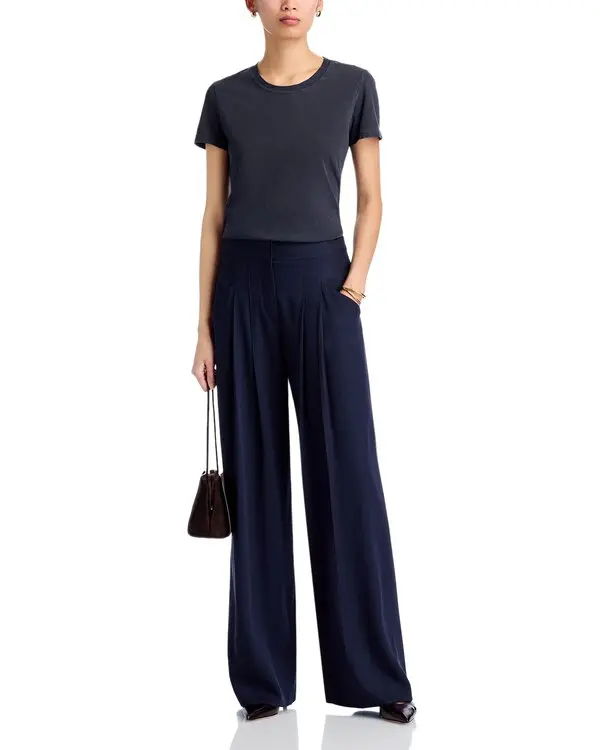 Veronica Beard Tyrell Pleated Wide Leg Pants