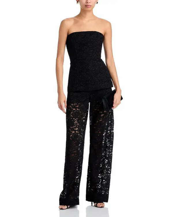 Veronica Beard Trevor Cotton Blend Lace Wide Leg Pants