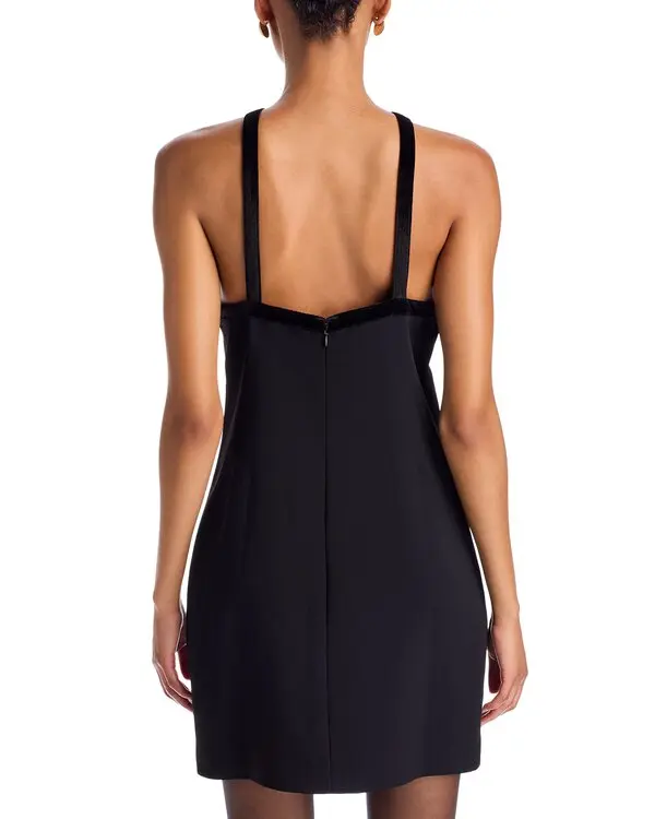 MILLY Shane Velvet Trim Halter Mini Dress