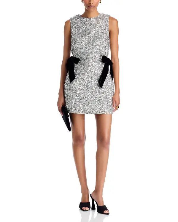 MILLY Bella Sequin Bow Mini Dress