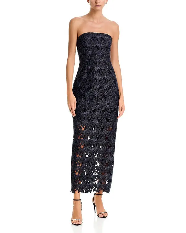 MILLY Orion Lace Strapless Maxi Dress - Black/navy