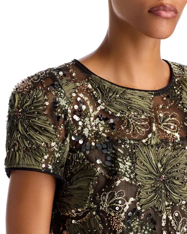 MILLY Sofia Floral Embellished Floral Jacquard Mini Dress