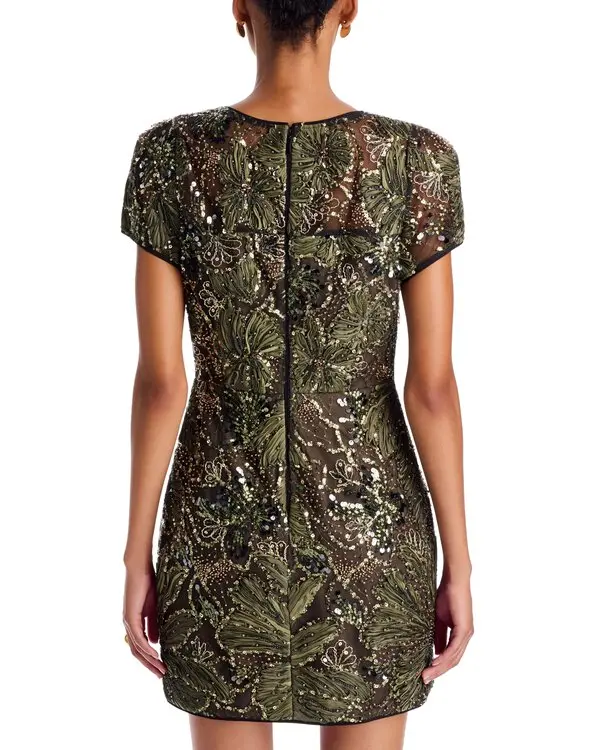 MILLY Sofia Floral Embellished Floral Jacquard Mini Dress