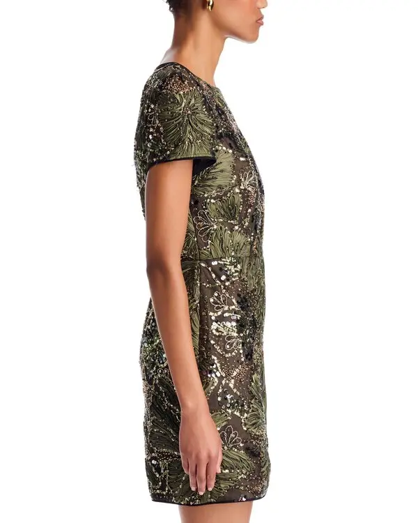 MILLY Sofia Floral Embellished Floral Jacquard Mini Dress