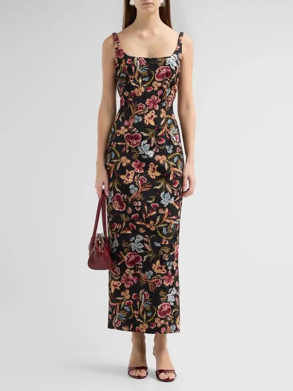 Hemant & Nandita Floral Embroidered Maxi Dress