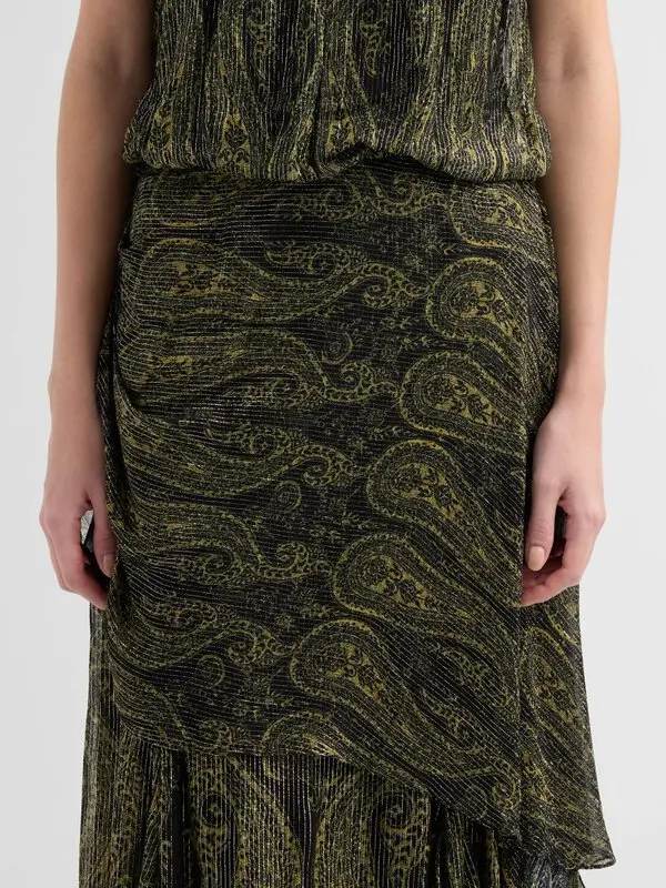 Hemant & Nandita Paisley Asymmetric Halter Maxi Dress