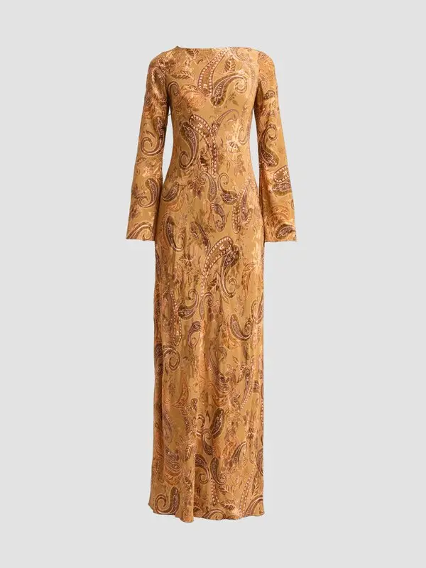 Hemant & Nandita Paisley Column Maxi Dress - Mustard