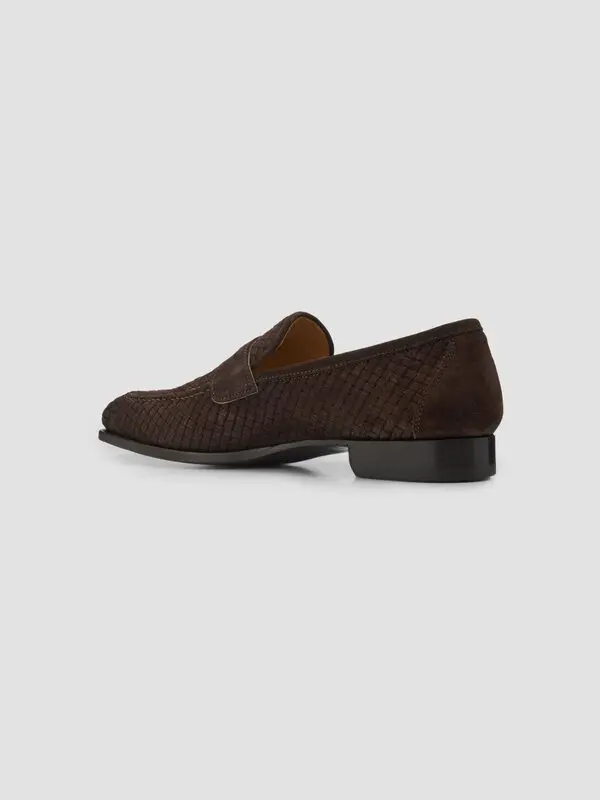 Kiton Woven Suede Penny Loafers