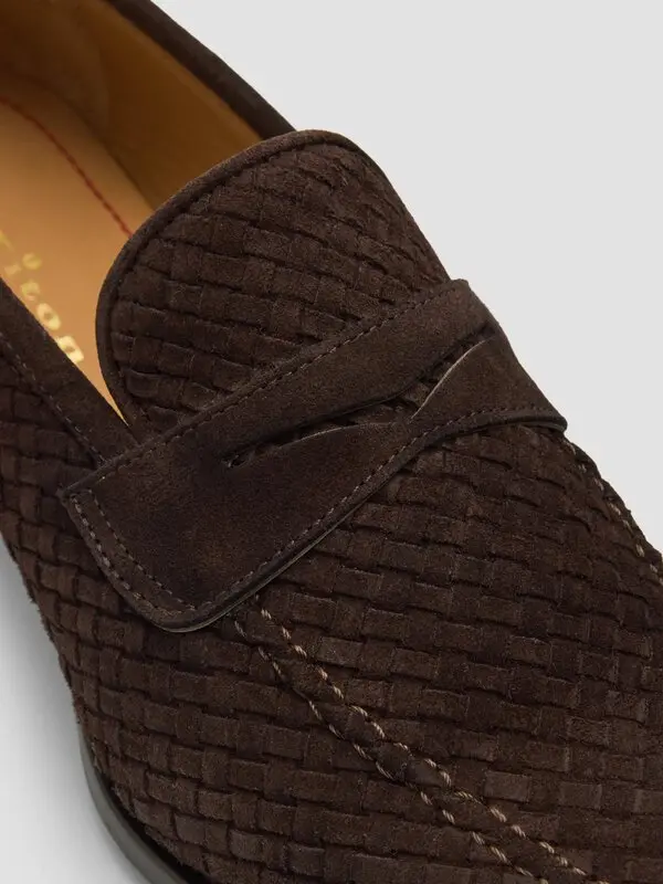 Kiton Woven Suede Penny Loafers