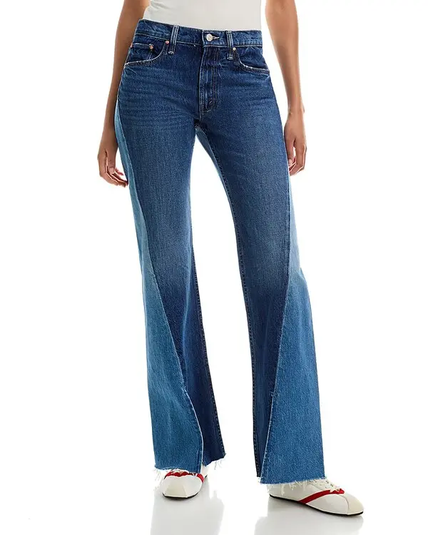 MOTHER Bookie Slit Twist Heel Fray High Rise Bootcut Jeans - Double Take
