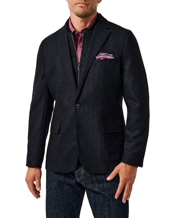 David Donahue Jeremy Wool Hybrid Coat & Removable Liner - Navy
