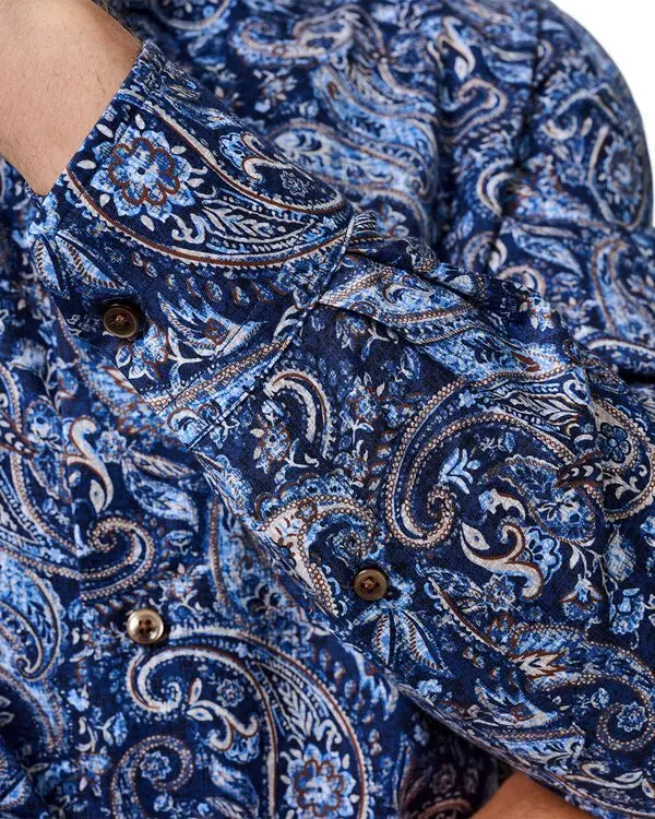 David Donahue Cotton Paisley Sport Shirt