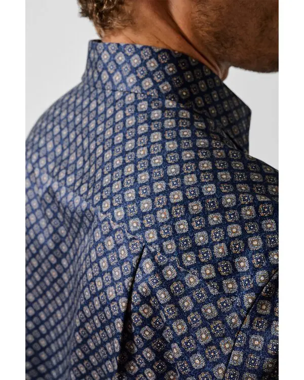 David Donahue Cotton Geometric Sport Shirt