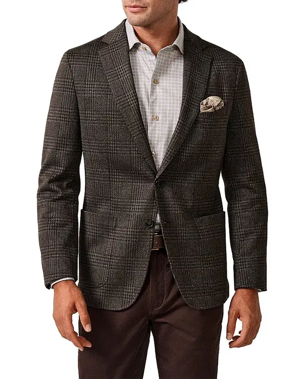 David Donahue Jackson Plaid Knit Soft Coat - Brown