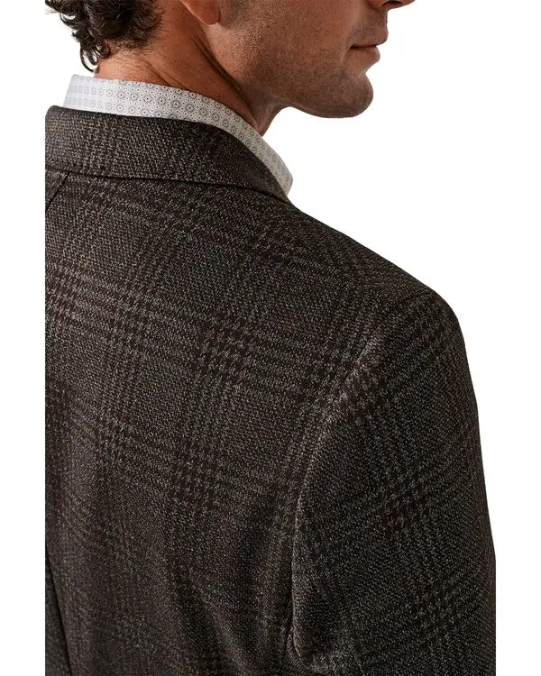 David Donahue Jackson Plaid Knit Soft Coat - Brown