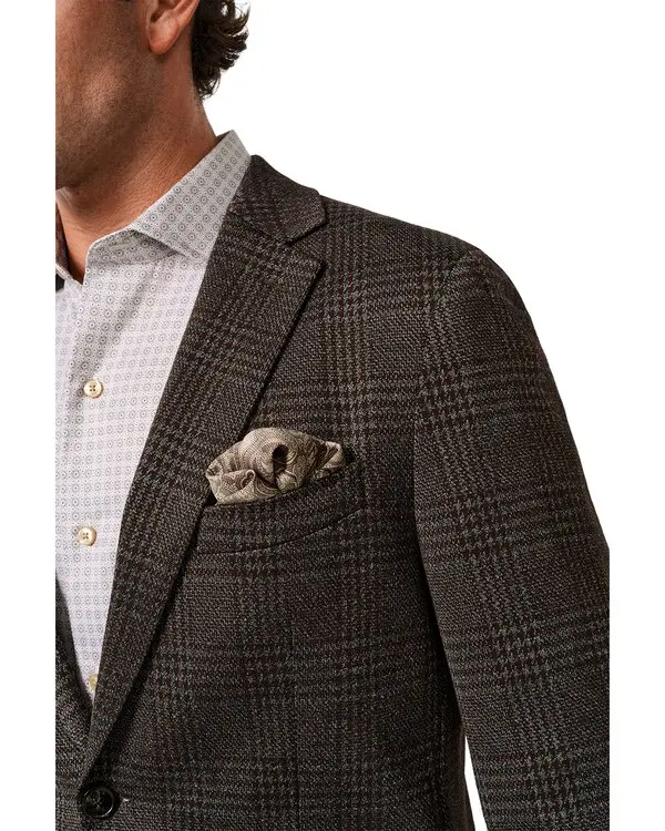 David Donahue Jackson Plaid Knit Soft Coat - Brown