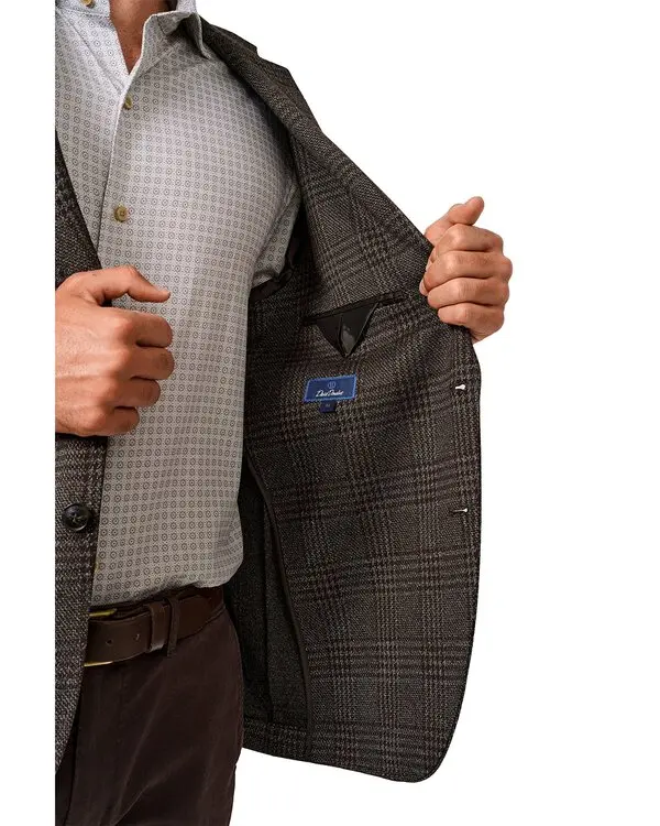 David Donahue Jackson Plaid Knit Soft Coat - Brown