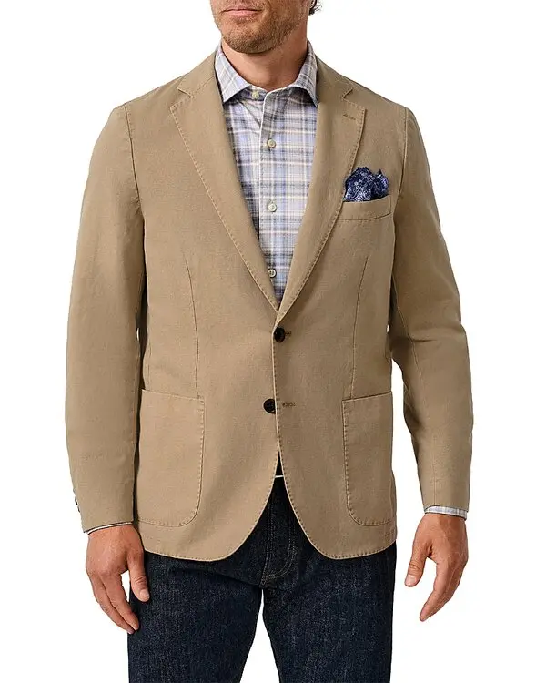 David Donahue Jackson Cotton Blend Soft Coat - Khaki