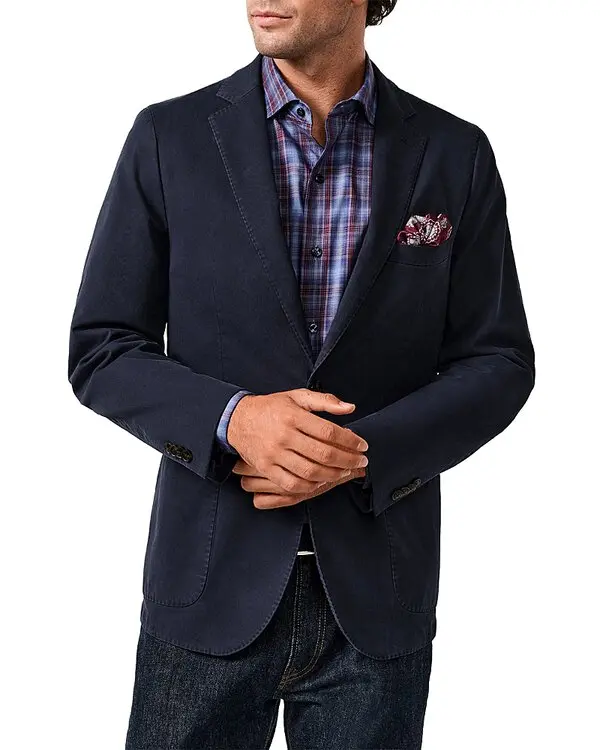 David Donahue Jackson Cotton Blend Soft Coat - Navy