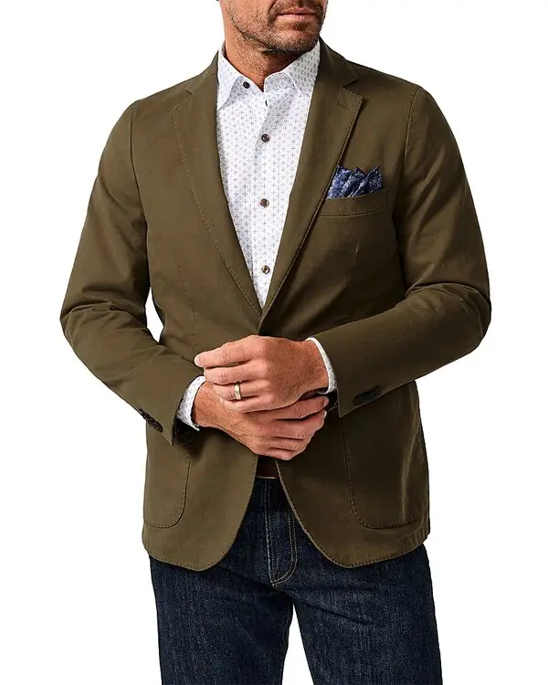 David Donahue Jackson Cotton Blend Soft Coat - Olive