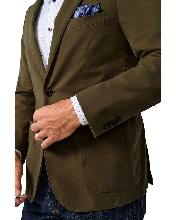 David Donahue Jackson Cotton Blend Soft Coat - Olive
