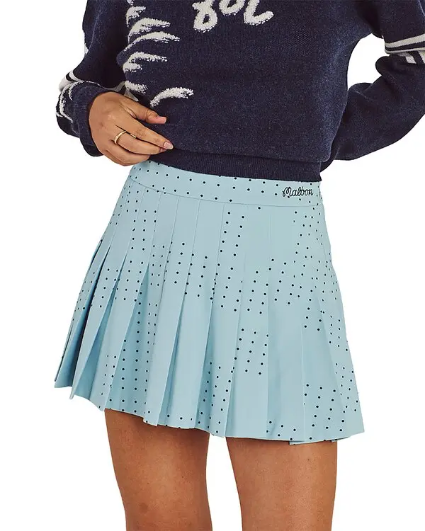 MALBON Rubi Dot Pleated Mini Skirt - Light Blue