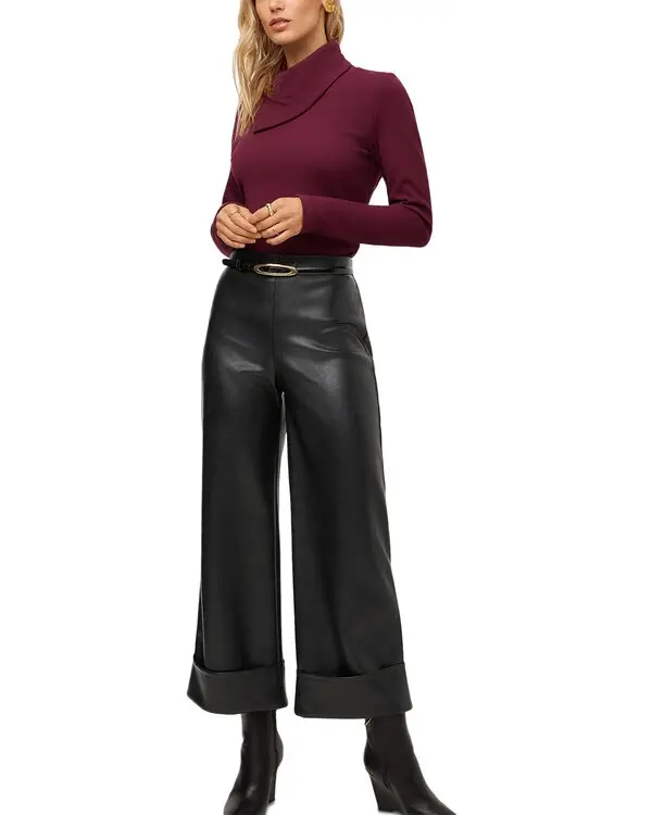 Fifteen Twenty Regina Faux Leather Cuff Cropped Pants