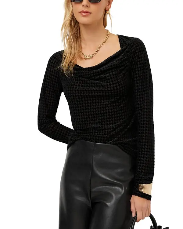 Fifteen Twenty Payton Velvet Burnout Cowl Neck Top