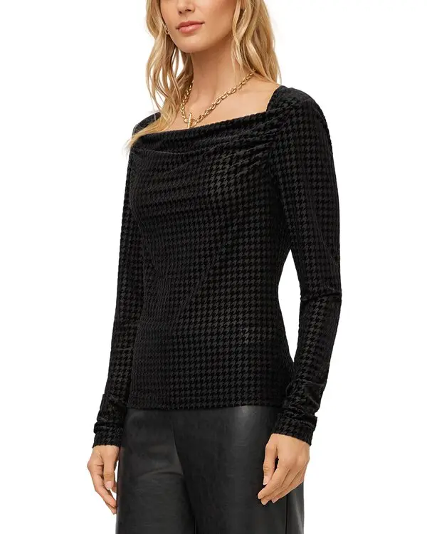 Fifteen Twenty Payton Velvet Burnout Cowl Neck Top