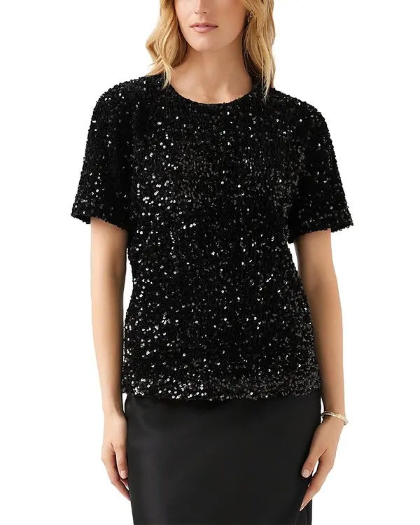 Karen Kane Velvet Sequin Top - Black