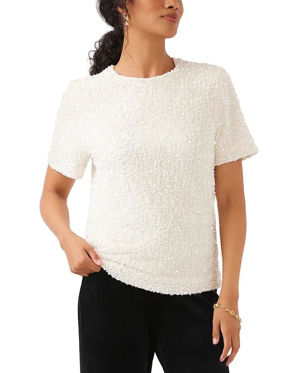 Karen Kane Velvet Sequin Top - Ivory
