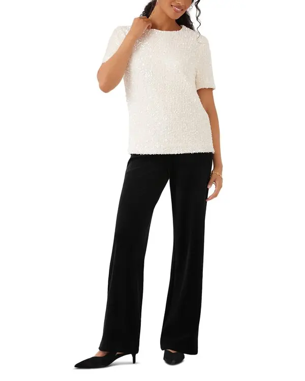 Karen Kane Velvet Sequin Top - Ivory