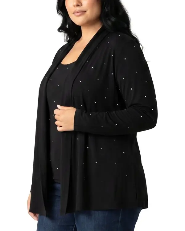Karen Kane Plus Embellished Drape Cardigan