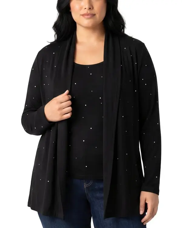 Karen Kane Plus Embellished Drape Cardigan