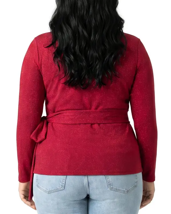 Karen Kane Plus Metallic Knit Side Tie Top