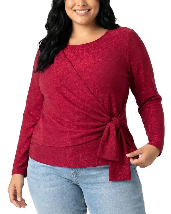 Karen Kane Plus Metallic Knit Side Tie Top