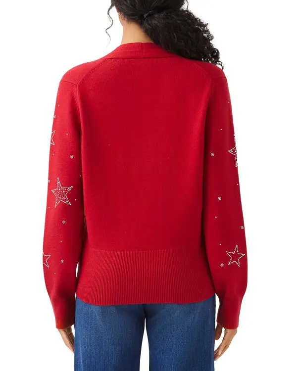 Karen Kane Embellished Star Wrap Sweater - Red