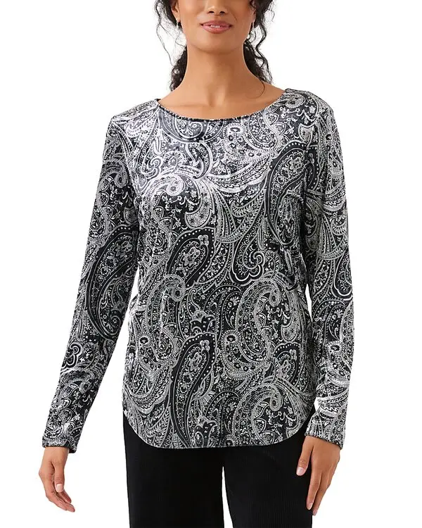 Karen Kane Velvet Shirttail Top - Black/grey
