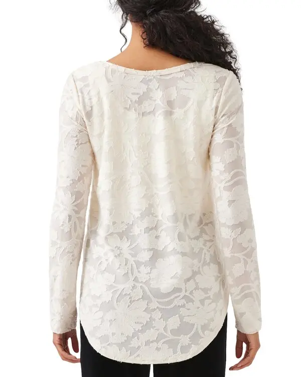 Karen Kane Burnout Shirttail Top - Cream