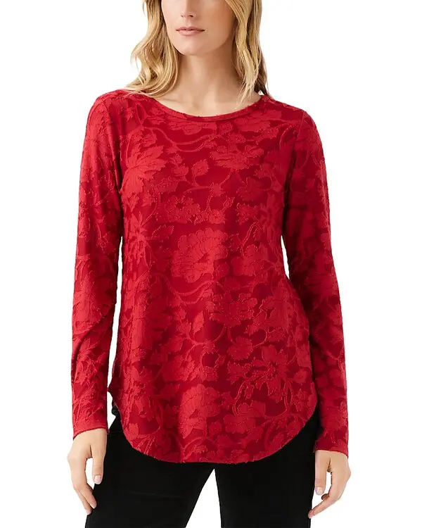Karen Kane Burnout Shirttail Top - Red