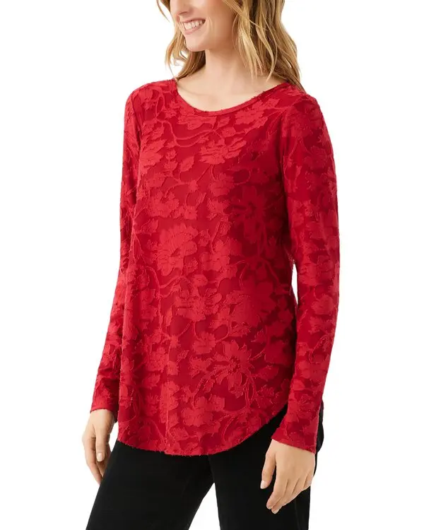 Karen Kane Petite Burnout Shirttail Top - Red