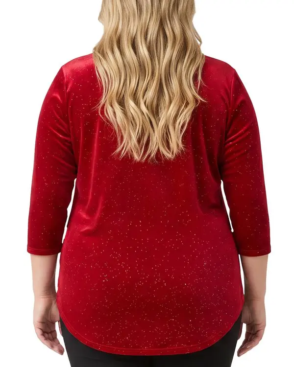 Karen Kane Plus Velvet Sparkle Shirttail Top